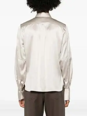 Brunello Cucinelli Silk Satin Shirt With Monili