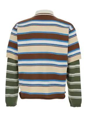 Dsquared2 Polo Shirt With Logo Lettering On The Front And All-over Striped Print In Cotton For - Multicolor