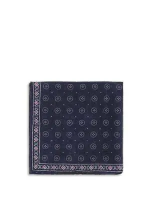 Brunello Cucinelli Ethnic-patterned Silk Pocket Square - Blue