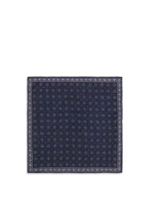 Brunello Cucinelli Ethnic-patterned Silk Pocket Square - Blue