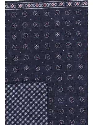Brunello Cucinelli Ethnic-patterned Silk Pocket Square - Blue