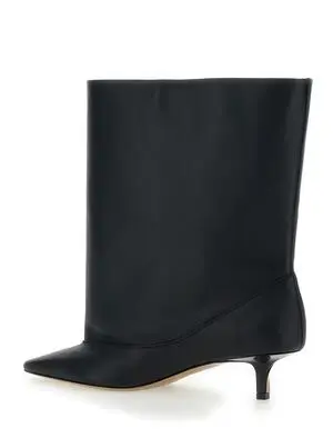 Jacquemus Les Bottes Tourni' Black Ankle Boots With Pointed Toe And Low Stiletto Heel In Leather - Multicolor