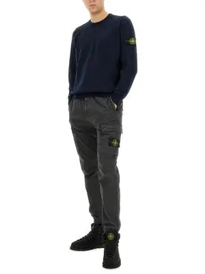 Stone Island Jersey With Logo - Blue