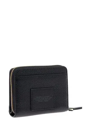 Marc Jacobs Wallet 'the Mini' With Engraved Logo On Front In Black Pebbled Leather For - Multicolor