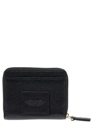 Marc Jacobs Wallet 'the Mini' With Engraved Logo On Front In Black Pebbled Leather For - Multicolor