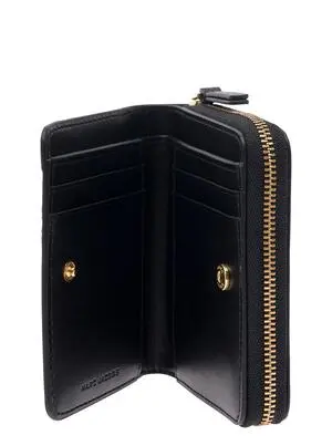 Marc Jacobs Wallet 'the Mini' With Engraved Logo On Front In Black Pebbled Leather For - Multicolor