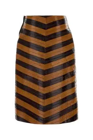 Fendi Two-tone Leather Skirt