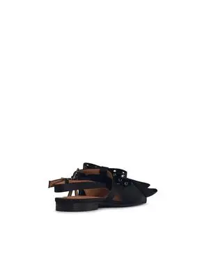 GANNI Big Bow' Polyester Ballet Flats