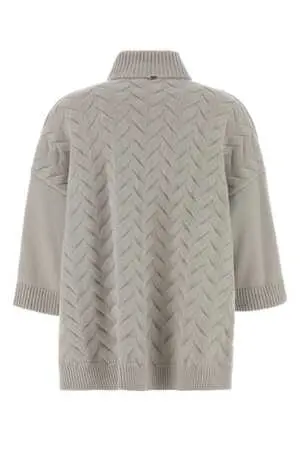 Herno Grey Flannel And Wool Cardigan