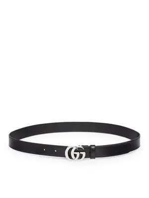 Gucci Gg Marmont Skinny Leather Belt - Black