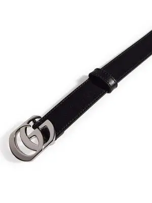 Gucci Gg Marmont Skinny Leather Belt - Black
