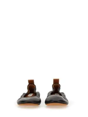LANVIN Leather Ballerina Flats - Black