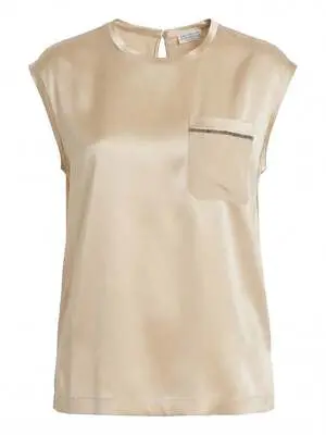 Brunello Cucinelli Stretch Silk Satin Blouse - Multicolor