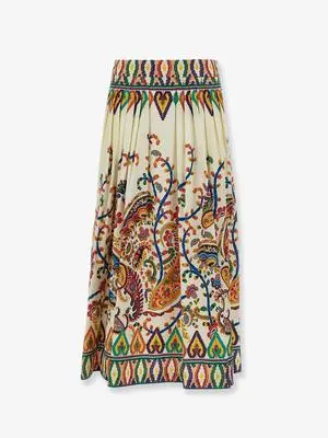 Etro Printed Pleated Cotton Skirt