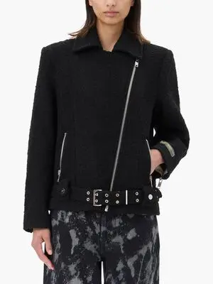 GANNI Bouclé Wool Biker Jacket - Multicolor