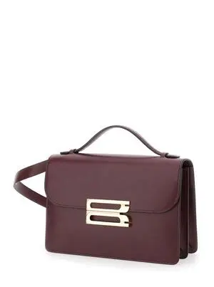 Victoria Beckham Dorian' Bordeaux Shoulder Bag With Adjustable And Removable Shoulder Strap And Logo Plaque On The Front In Leather - Multicolor