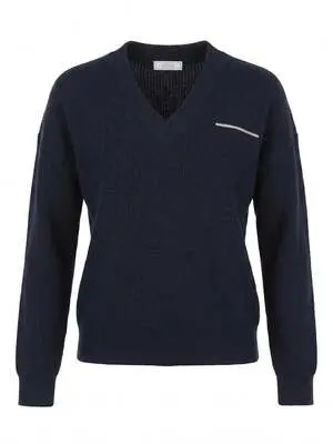 Peserico V-neck Wool Sweater - Multicolor