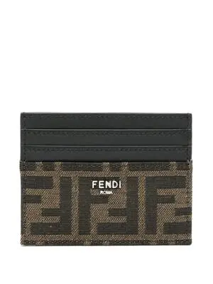 Fendi Ff Jacquard Fabric Card Holder - Brown