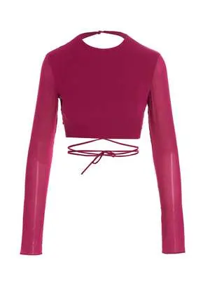 Andamane Cropped Georgette Top - Pink