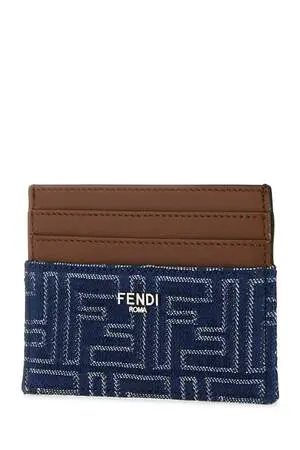 Fendi Embroidered Denim Card Holder