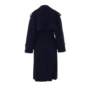 Max Mara Certo Wool Gabardine Trench Coat - Blue