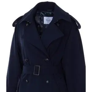 Max Mara Certo Wool Gabardine Trench Coat - Blue