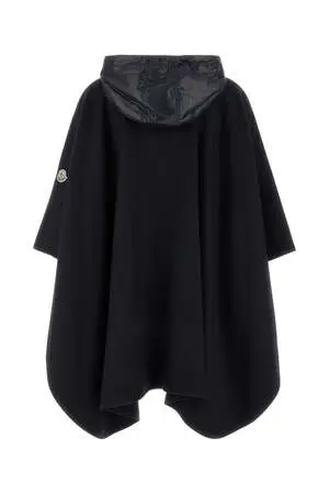 Moncler Navy Wool Blend Poncho