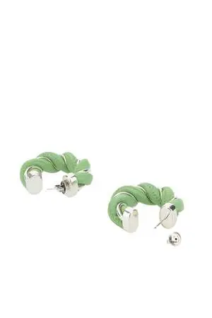 Bottega Veneta Nappa Leather And 925 Silver Earrings - Green