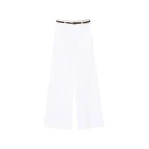 Max Mara Cotton Wide Leg Trousers - White