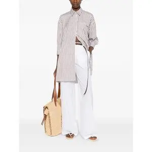 Max Mara Cotton Wide Leg Trousers - White