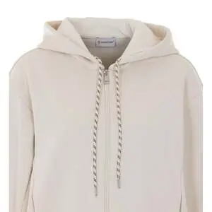 Moncler Logo Zipped Hoodie - Cream