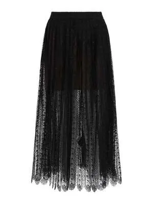 SELF-PORTRAIT Lace Midi Skirt - Black