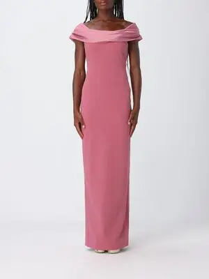 Solace London Adele Off-the-shoulder Draped Satin Long Evening Gown - Pink