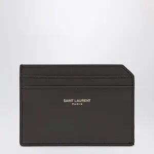Saint Laurent Bicolor Leather Card Holder - Black