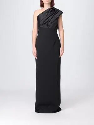 Solace London One-shoulder Satin Long Gown - Black