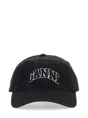 GANNI Canvas Baseball Cap - Black
