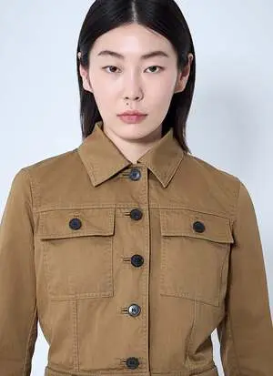 Saint Laurent Cotton Serge Crop Jacket - Brown