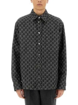 Gucci Reversible Wool And Denim Gg Shirt - Multicolor