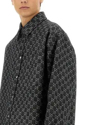 Gucci Reversible Wool And Denim Gg Shirt - Multicolor