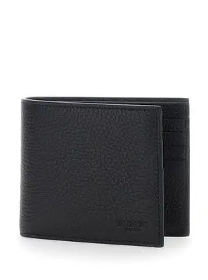 Valentino Garavani Black Bi-fold Wallet With Rockstud Details In Grained Leather