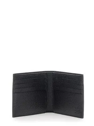 Valentino Garavani Black Bi-fold Wallet With Rockstud Details In Grained Leather
