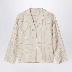 TOTEME Monogram Pajama Shirt In Ivory Silk - White