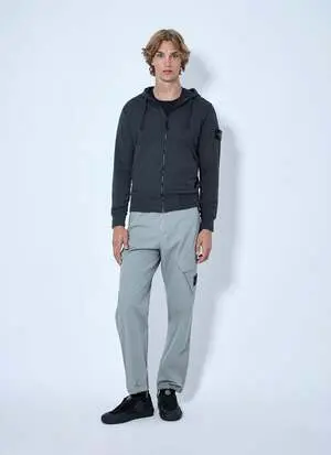 Stone Island Hooded Zip-up Sweatshirt - Gray