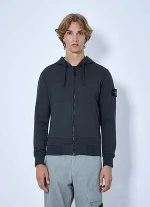 Stone Island Hooded Zip-up Sweatshirt - Gray