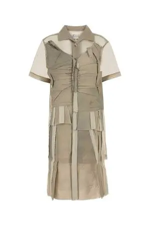 MAISON MARGIELA Cappuccino Mesh Shirt Dress - Brown