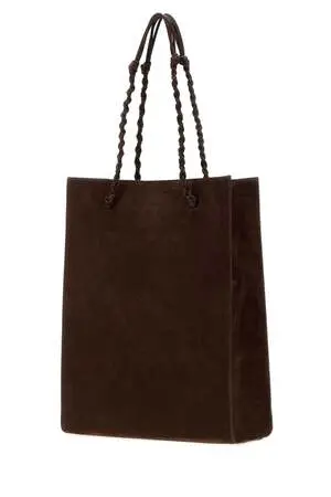 JIL SANDER Chocolate Suede Tangle Shopping Bag