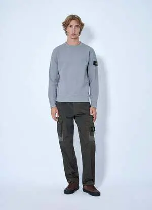 Stone Island Crewneck Sweatshirt With Sleeve Logo Patch - Gray