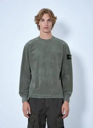 Stone Island Stone Island Men Corduroy Logo Patch Sweatshirt Green