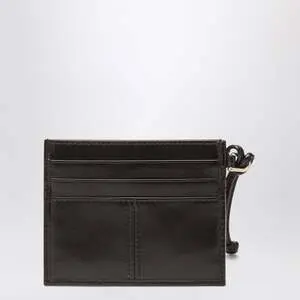 Prada Leather Card Holder In Dark With Triangle Logo