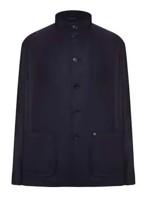 Tagliatore Wool Blouson With Mandarin Collar - Blue
